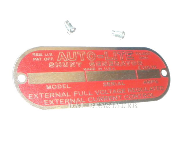 DATA PLATE GENERATOR 6 VOLT - D&L Bensinger